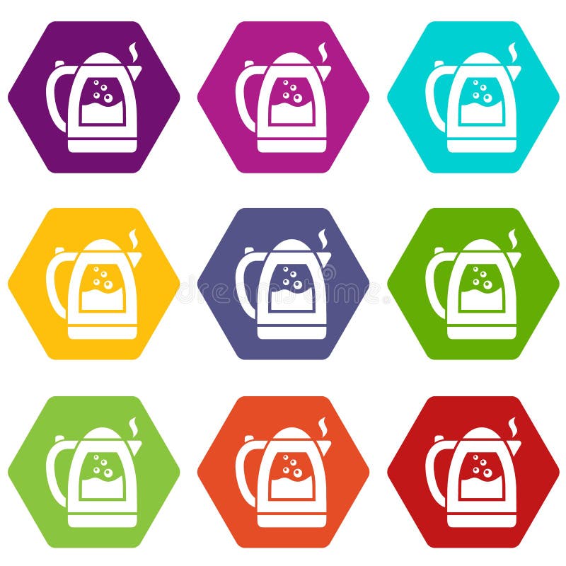 Electric Kettle Icons Set 9 Vector Stock Vector - Illustration of logo ...
