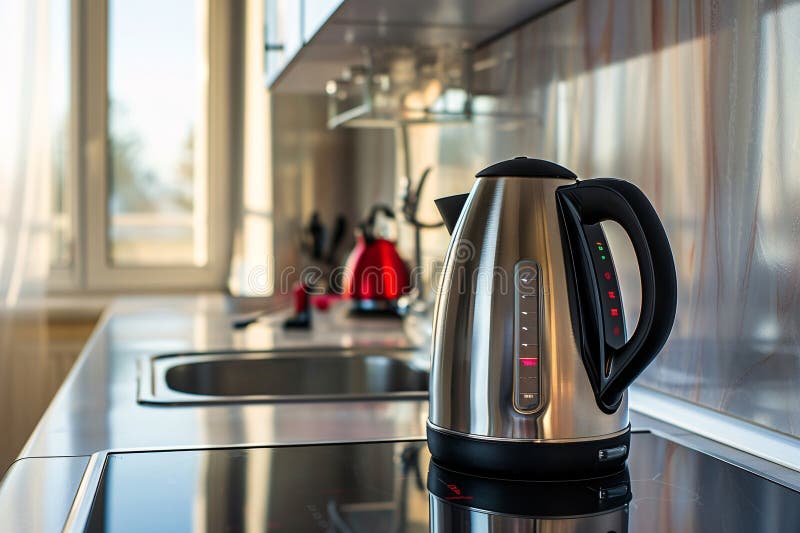 Electric Kettle in the Modern Kitchen Stock Illustration - Illustration ...