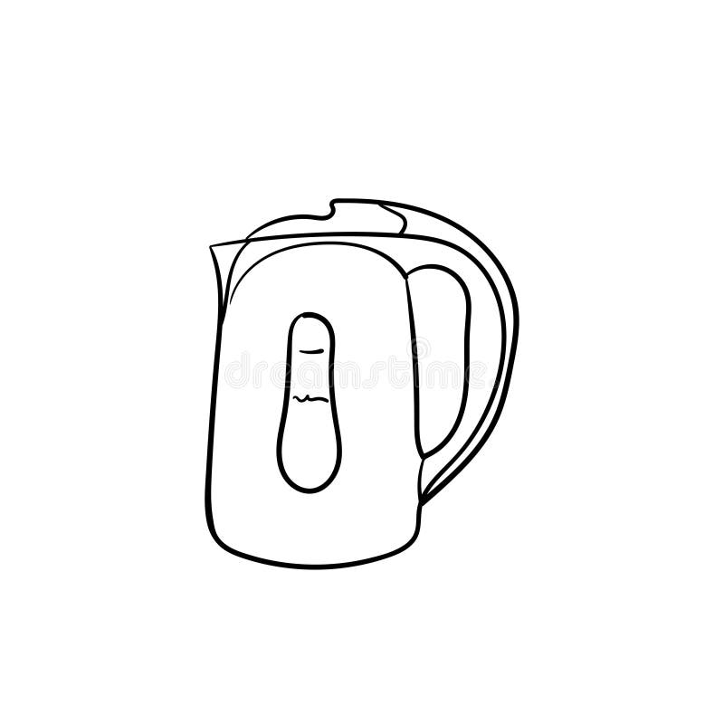 Electric Kettle Outline Drawing,doodle Hand Drawn Vector Illustration ...