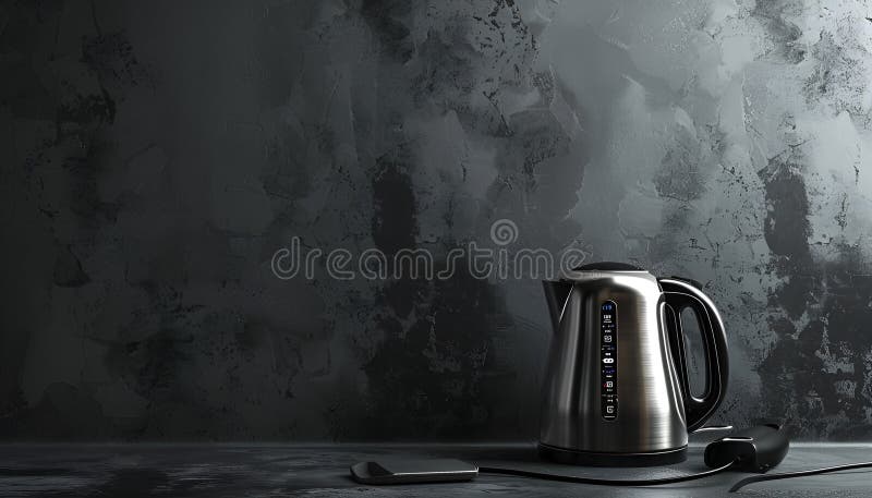 Electric Kettle Plugged into Power Socket on Dark Grey Wall Indoors ...
