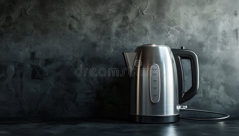 Electric Kettle Plugged into Power Socket on Dark Grey Wall Indoors ...
