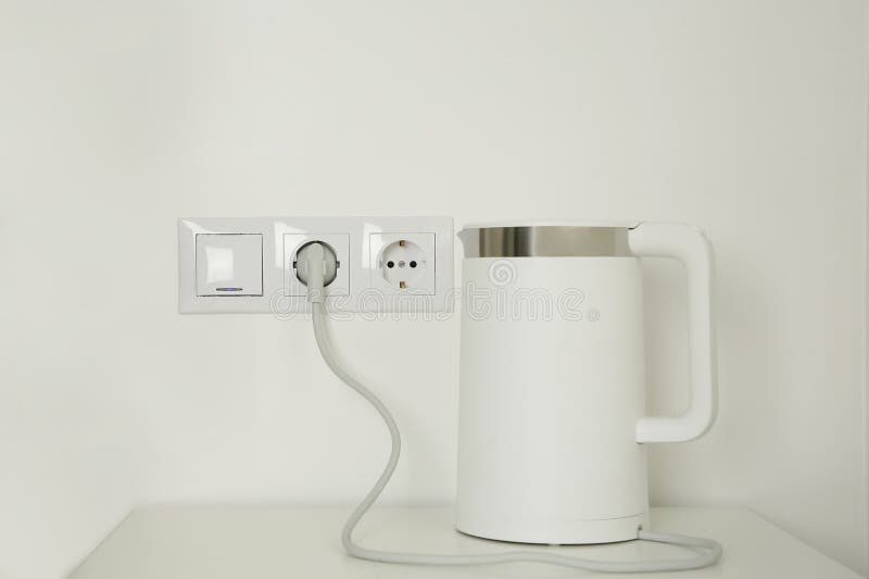Electric Kettle Plugged Power Socket White Wall Stock Photos - Free ...