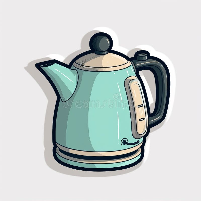Electric Kettle Sticker with Retro Cartoon Logo Stock Illustration ...