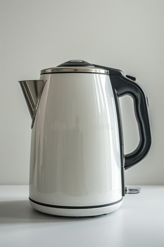 Electric Kettle on a Table with White and Black Design Stock Photo ...