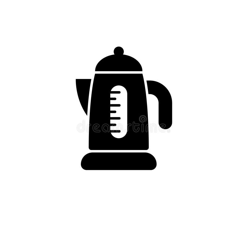 Electric Kettle, Teapot Silhouette Solid Flat Vector Icon Isolated on White Background Stock ...