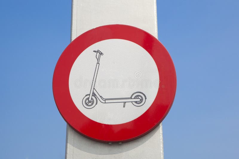 Electric Kick Scooters Prohibited Sign Stock Photo - Image of ...