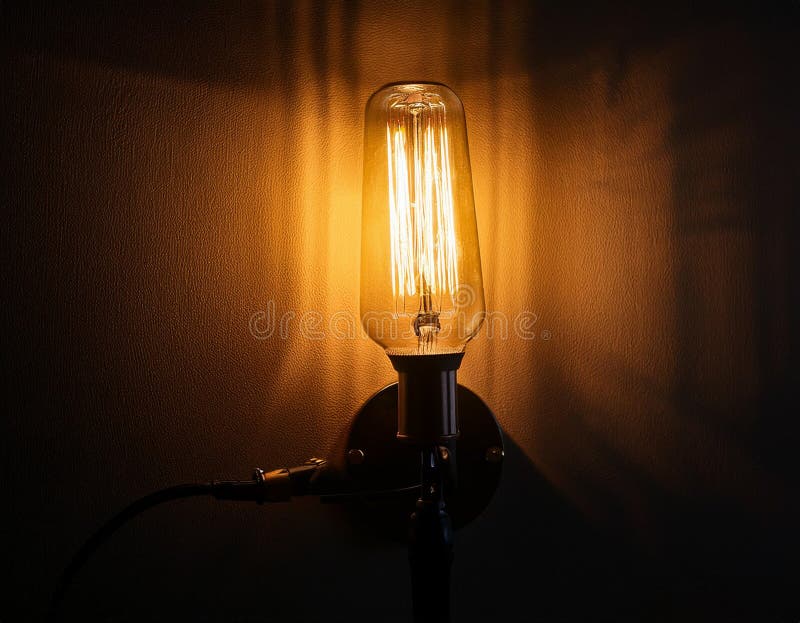 An Electric Lamp Illuminating a Dark Room with Its Light Casting ...