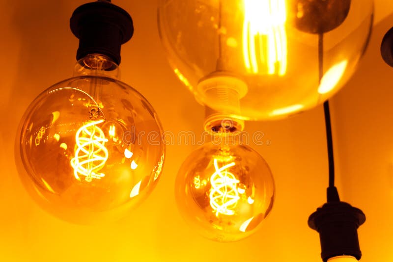 Electric Lamps. Modern Bulbs in Retro Style Stock Image - Image of ...