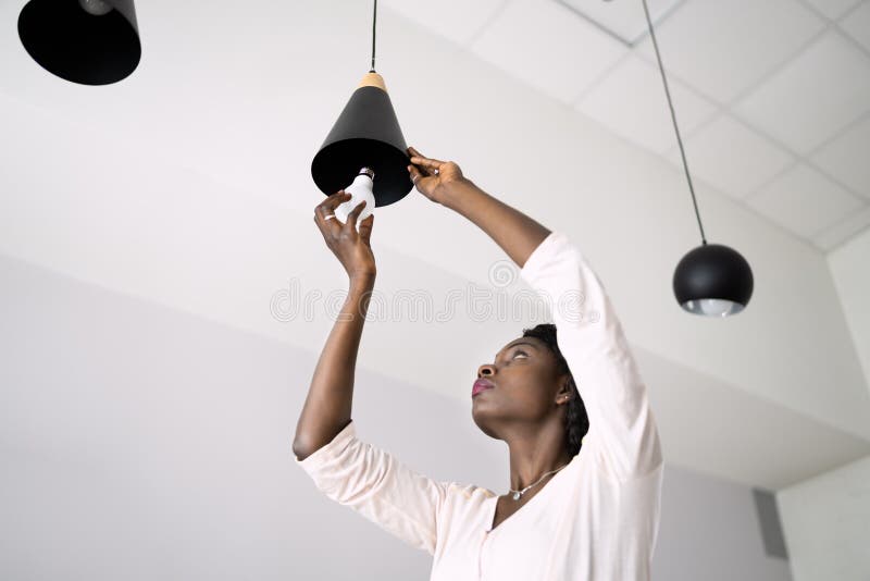Electric LED Lightbulb Change in Light Stock Image - Image of green ...
