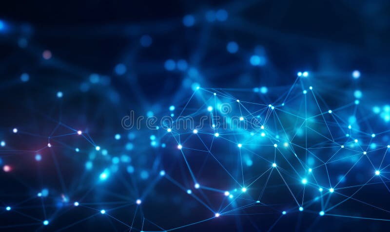 Electric Light Blue Global Network. Tech Background. Cyber Network ...