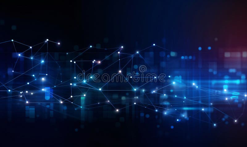 Electric Light Blue Global Network. Tech Background. Cyber Network ...