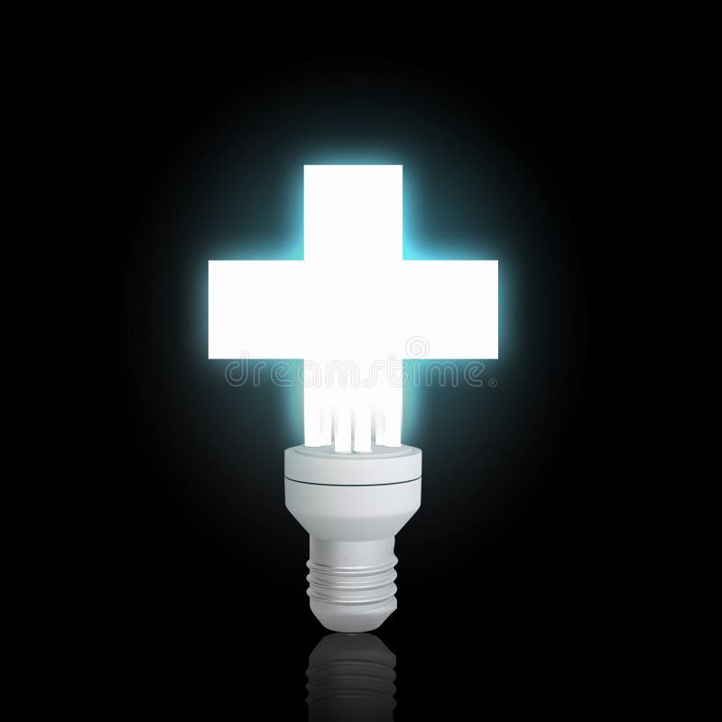 Religion Cross Light Bulb stock illustration. Illustration of golden ...