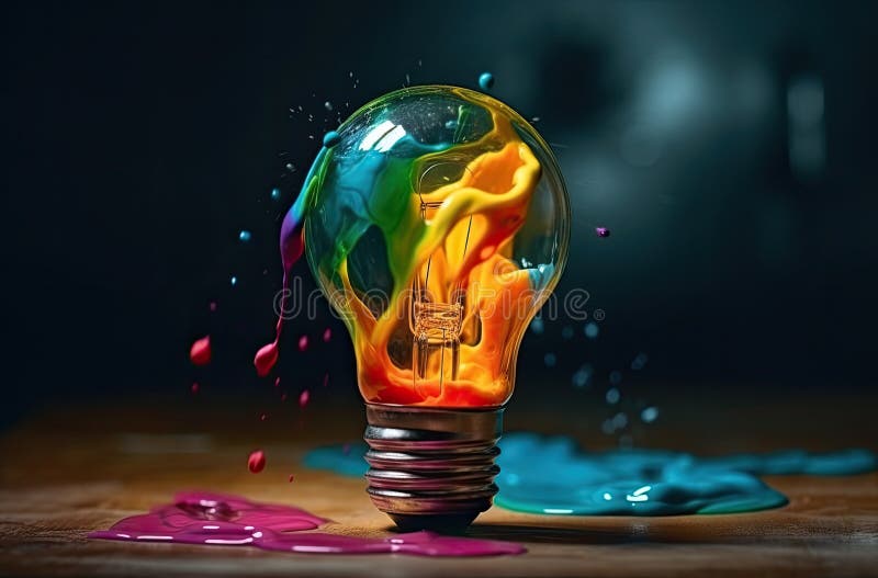 Electric Light Bulb Exploding with Paint and Glass, a Creative Idea ...