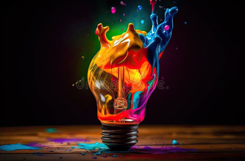 Electric Light Bulb Exploding with Paint and Glass, a Creative Idea ...