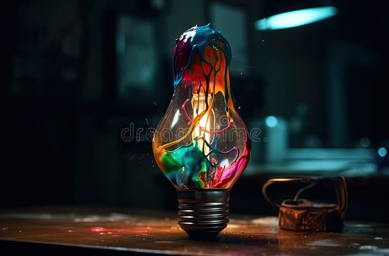 Electric Light Bulb Exploding with Paint and Glass, a Creative Idea ...
