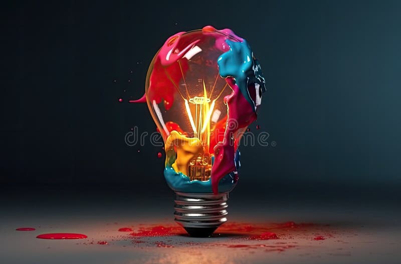 Electric Light Bulb Exploding with Paint and Glass, a Creative Idea ...
