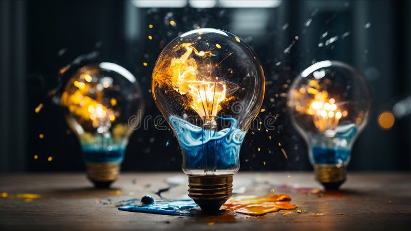 Electric Light Bulb Exploding with Paint and Glass, a Creative Idea ...
