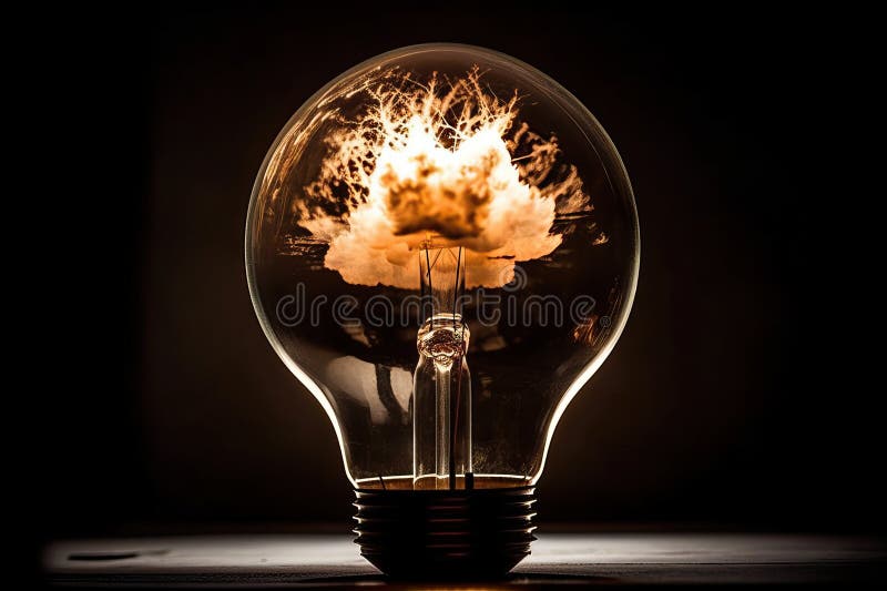 Electric Light Bulb Inside Which a Nuclear Explosion, Generative AI ...