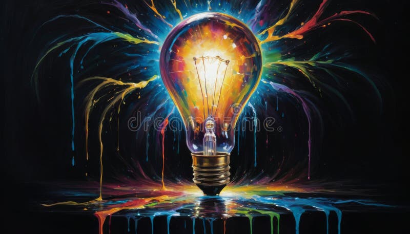 Electric Light Bulb Paint Splash Stock Photo - Image of illumination ...