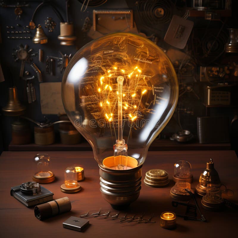 Electric Light Bulb on a Plain Background. Concept: Symbol of Ideas and ...