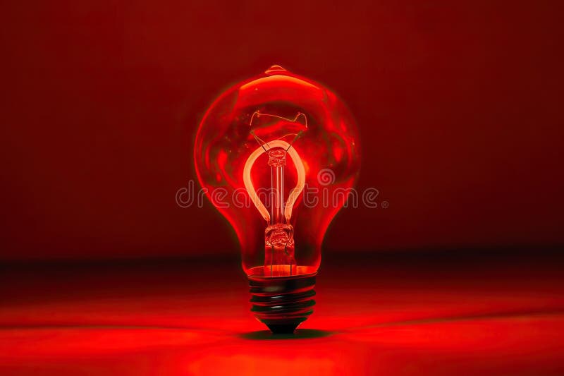 Electric Light Bulb on a Red Background, Generative AI, Stock ...