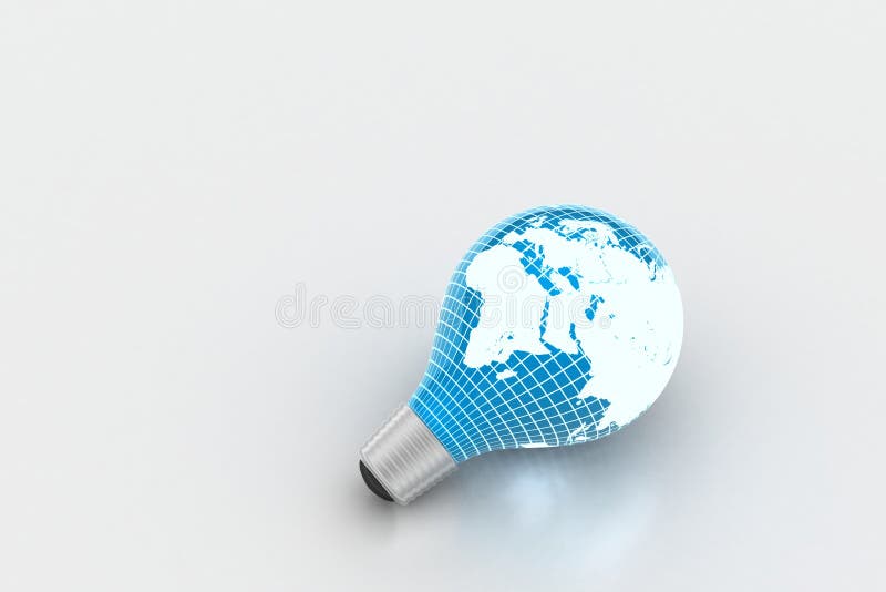 An Electric Light Bulb with a World Map Stock Photo - Image of world ...