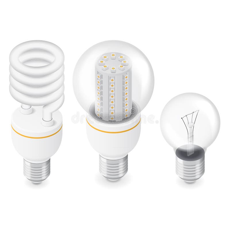 Electric Light Bulbs Isometric Icon Set Stock Vector - Illustration of ...