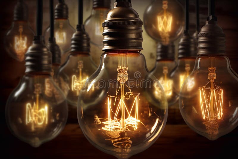 Electric Light Bulbs. Use of Electricity Stock Illustration ...