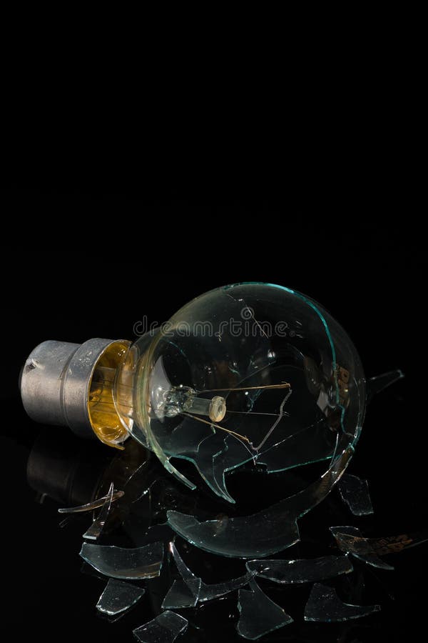 The Electric Light Buld Shattered into Pieces Stock Image - Image of ...