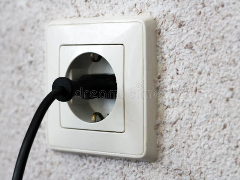 Electric Light Switch and Socket on the Empty Wall, Electrical Power ...