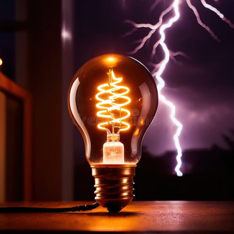 Electric Lightbulb with Electric Sparks and Lightning, Indicating ...