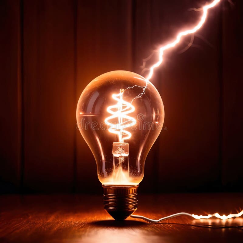 Electric Lightbulb with Electric Sparks and Lightning, Indicating ...