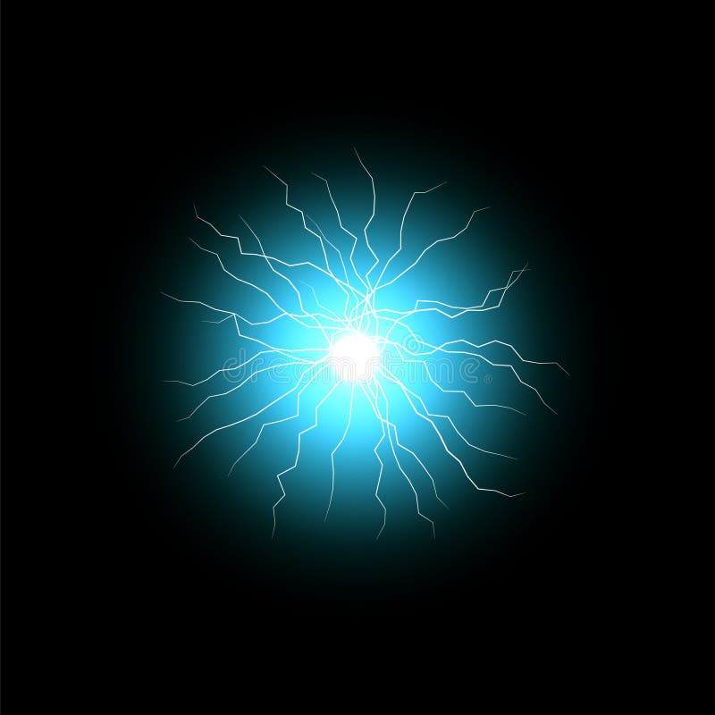 Electric Lightning Ball Energy Magic Effect Burst Sphere. Vector Power ...