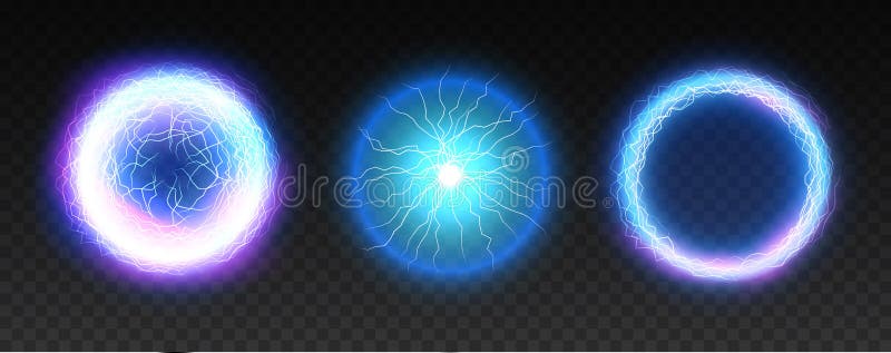 Electric Lightning Ball Energy Magic Effect Burst Sphere. Vector Power ...