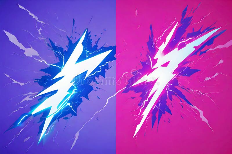 Electric Lightning Blue and Pink Concept for Battle Stock Illustration ...