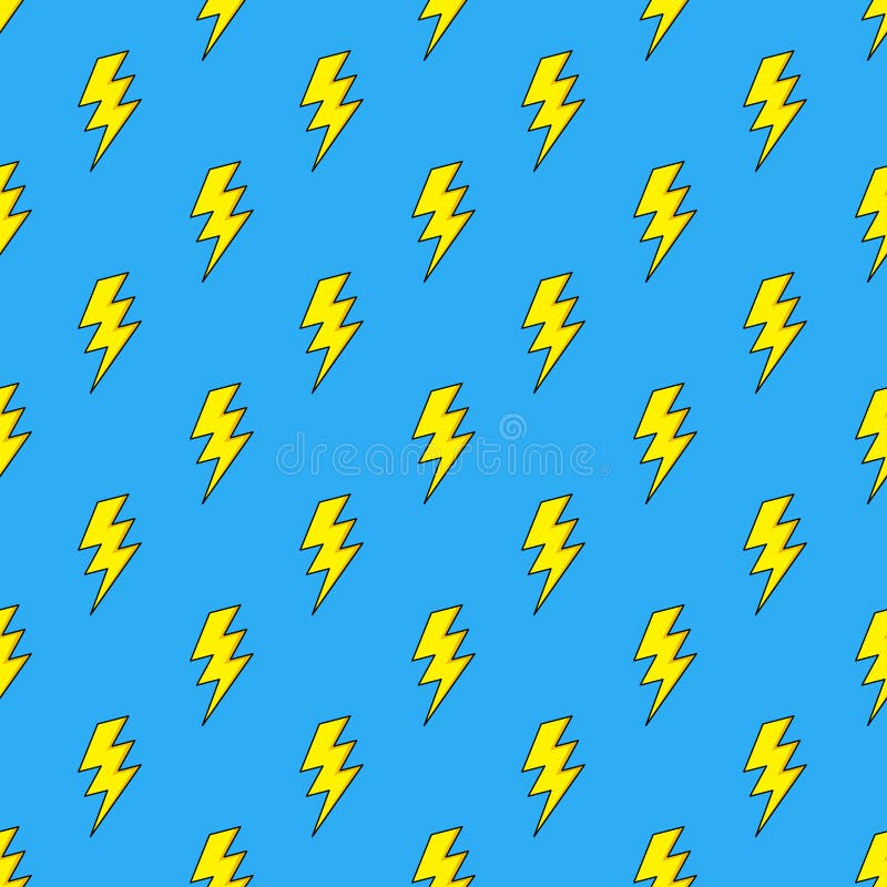 Thunderbolt Seamless Pattern on a White Background. Lightning Bolt ...
