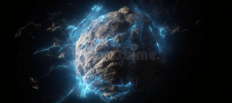 Electric Lightning Explosion Energy Stone Ball Stock Illustration ...