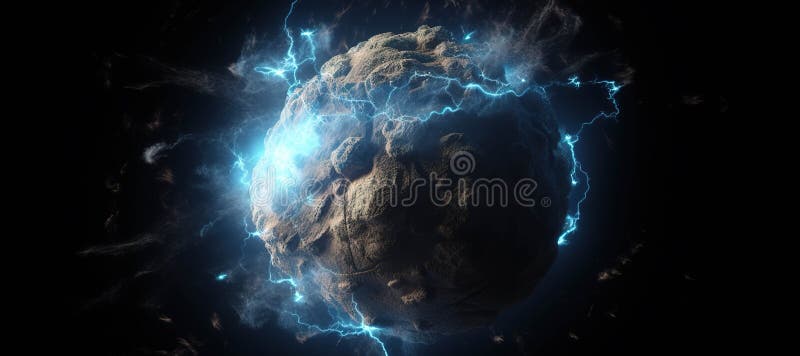 Electric Lightning Explosion Energy Stone Ball Stock Illustration ...