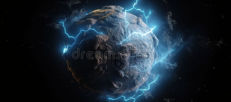 Electric Lightning Explosion Energy Stone Ball Stock Illustration ...