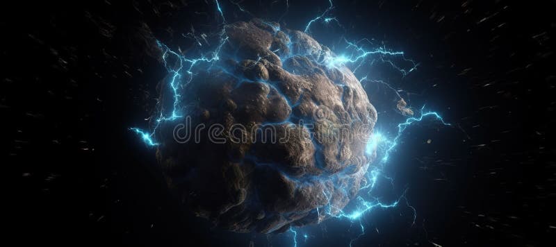 Electric Lightning Explosion Energy Stone Ball Stock Illustration ...