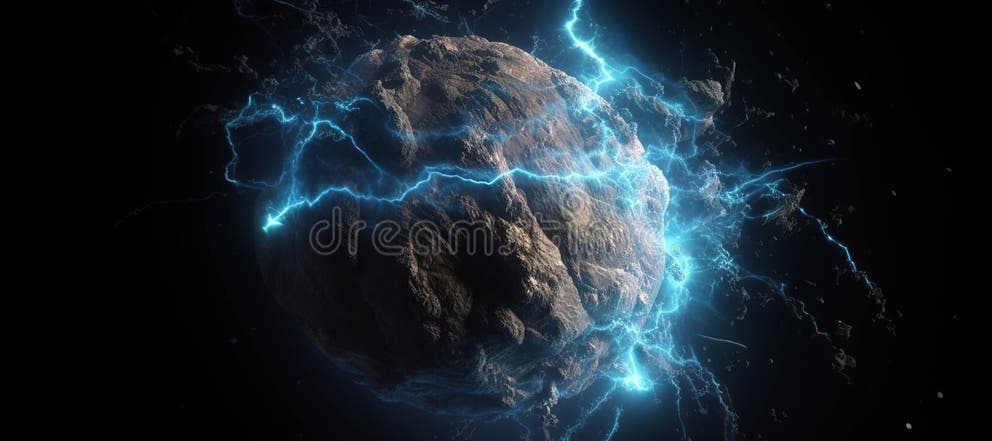 Electric Lightning Explosion Energy Stone Ball Stock Illustration ...