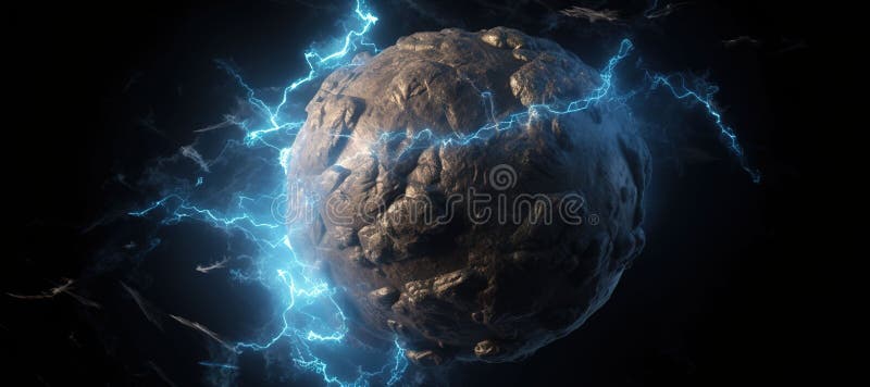 Electric Lightning Explosion Energy Stone Ball Stock Illustration ...