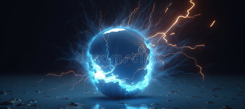 Electric Lightning Explosion Energy Stone Ball Background Stock ...