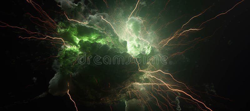 Electric Lightning Explosion Energy Stone Ball Background Stock ...