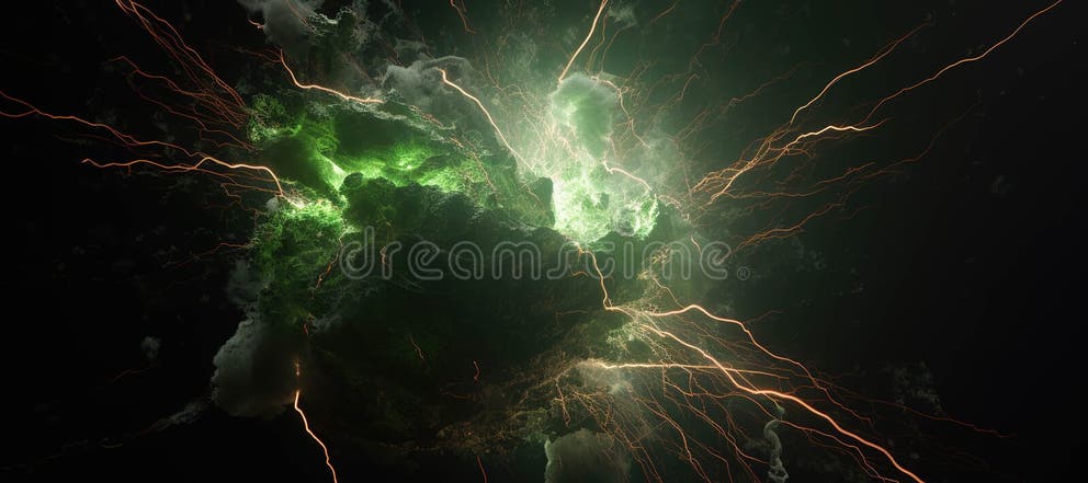 Electric Lightning Explosion Energy Stone Ball Background Stock ...