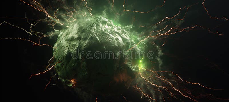 Electric Lightning Explosion Energy Stone Ball Background Stock ...