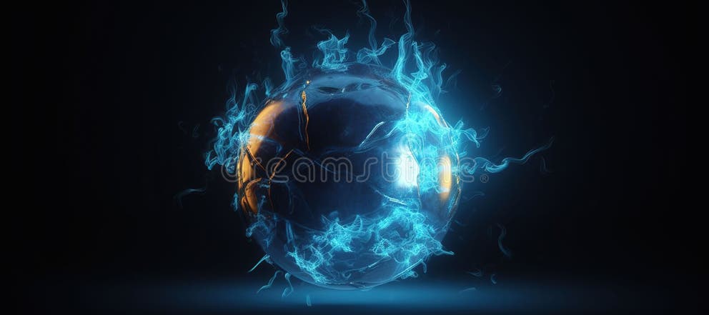 Electric Lightning Explosion Energy Stone Ball Background Stock ...