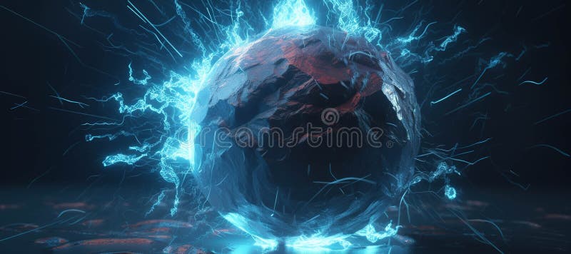Electric Lightning Explosion Energy Stone Ball Background Stock ...