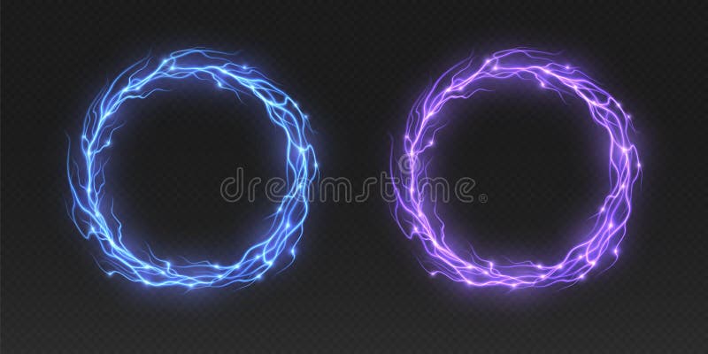 Electric Lightning Frames, Round Thunderstorm Border, Realistic ...