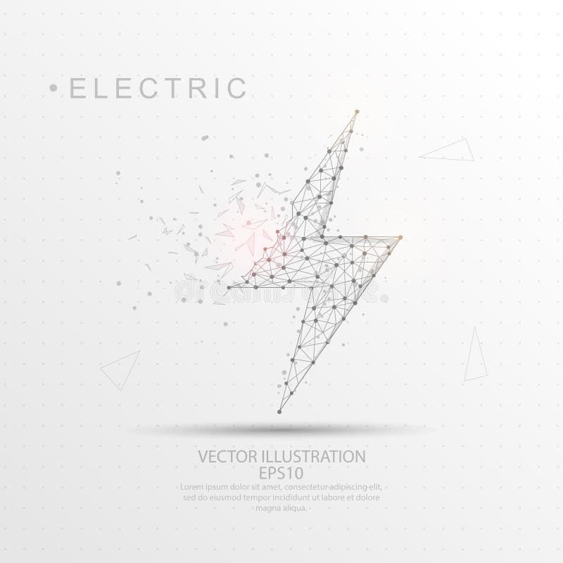 Electric Lightning Shape Digitally Drawn Low Poly Wire Frame. Stock ...